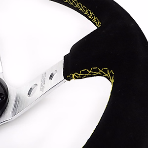 OCC Motorsport Offset Steering Wheel Track Model Alcantara Silver ARMS - 90 MM Full Dish Wheel - 350MM (14 INCH)