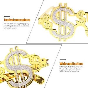 Amosfun Party Eyeglasses Sunglasses Funny Glasses for Costume Cosplay Photo Props Party Favor (Golden)