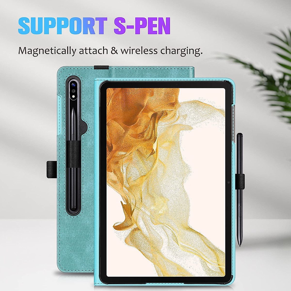 Fintie Case for Samsung Galaxy Tab S10 Plus/ S9 Plus/ S8 Plus/ S7 FE/ S7 Plus 12.4 Inch, Multi-Angle Viewing Protective Cover with Pocket, Auto Sleep/Wake, Turquoise