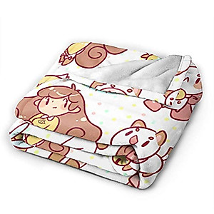 Bee-and-Puppycat Fashion Decke Ultra Soft Throw Blanket Bed Flannel Fleece All Season Light Weight Living Room/Bedroom Warm Blanket for Children Teenagers Adults