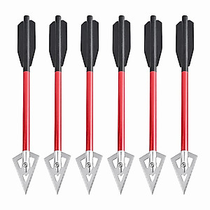 AMEYXGS 6.8" Mini Archery Crossbow Bolts Set Aluminium Crossbow Arrows with Metal Broadhead Tips for Shooting Target Practice Small Hunting Game Outdoor Fishing 50-80lbs (Red)