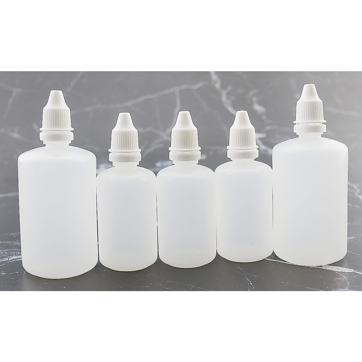 CCHW 100ml 50ml Plastic Squeezable Dropper Bottles, 5pcs (3x50ml+2x100ml) Empty Refillable Plastic Dropper Bottle Dropping Bottles (Drops of Plug can Removable) Bottle Eye Liquid Dropper, white