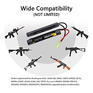 TATTU 9.6V NiMH Battery 1600mAh Butterfly Nunchuck Stick Rechargeable Battery Pack with TMY Connector for Airsoft ICS CA TM SRC JG G36 G&M733