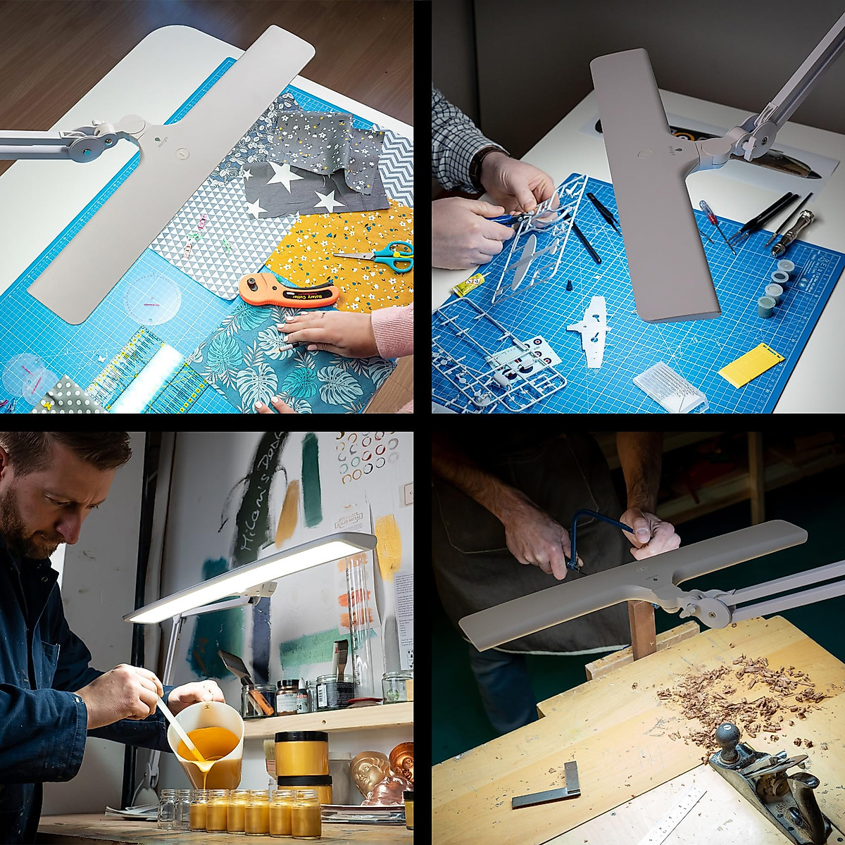 Daylight Company Lumi Task Lamp, Craft Light, Super Bright Desk Lamp, Touch Dimmable, 2 Brightness Levels, Ideal Table Light, Drawing Lamps - Metal - 15 W