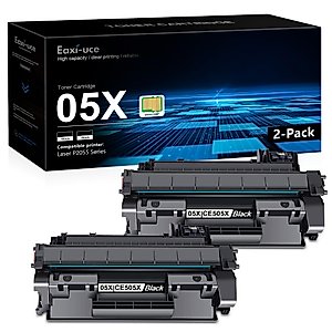 05X Black High Yield Toner Cartridge 2 Pack CE505XD with Chip, 05X CE505X Toner Replacement for HP 05X Toner Cartridge 05A CE505A Toner Compatible with Laser P2055, P2055d, P2055dn, P2055x Printer