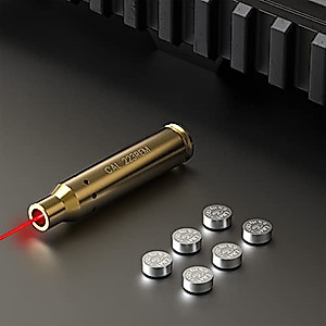 Feyachi 223 5.56 Laser Bore Sight .223 Rem 5.56mm NATO Red Laser Boresighter for Cal 223 556 with 3 Sets of Batteries