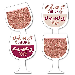 Big Dot of Happiness Vino Before Vows - Wine Glass Decorations DIY Winery Bridal Shower or Bachelorette Party Essentials - Set of 20