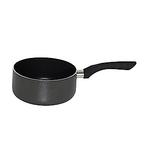 IMUSA USA 2 Quart Charcoal Exterior Sauce Pan with Nonstick Interior and Black Soft-Touch Handle