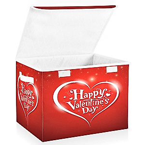 senya Storage Bins with Lids Foldable Storage Baskets Storage Cubes Collapsible Closet Organizer Containers with Cover Happy Valentine's Day for Home Office Organizer Closet, Shelves, Toy, Nursery