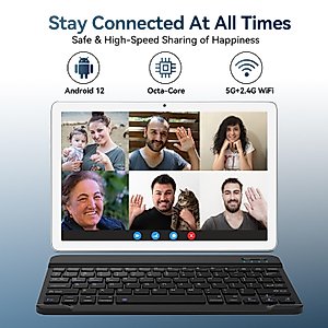 Tablet 2025 Latest Android Tablet 10 inch, Octa-Core 5G WiFi Tablet with Keyboard, 128GB + 8GB + 1TB Expandable Storage, Large Touch-Screen Tablet, 13MP Dual Camera/Bluetooth/GPS/HD Display/Mouse/Case