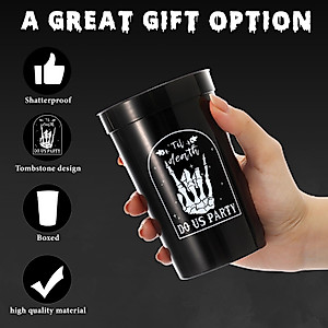 Zhehao 25 Pcs Bride or Die Bachelorette Party Themed Black White Cups 16 oz Skull Till Death Do Us Plastic Cup Reusable Bride Cups for Gothic Bridesmaid Bridal Shower Wedding Decorations Favors
