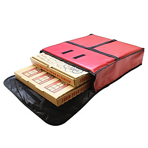TrueCraftware- 24" x 24" Insulated Pizza Bag Holds 2 of 22" Pizza Leatheroid's PVC with Nylon Edges Exterior- Pizza Delivery Bags Pizza Carrier Insulated Bags Food Bag for Personal and Professional