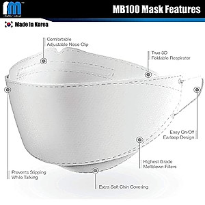 Alliable Medical [10Packs] KF-94 - Face Protective Mask for Adult (White) [Made in Korea] [10 Individually Packaged] Premium KF-94 Certified Face Safety White Dust Mask [English Packing]