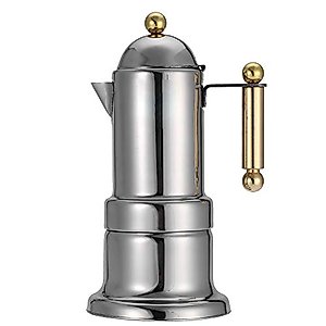 Moka Pot, Stainless Steel Moka Pot Stovetop Coffee Pot Electromagnetic Espresso Brewed Coffee Maker with Valve 4 Cups
