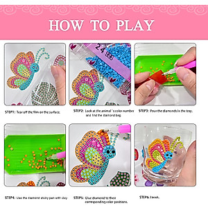 sinceroduct 75Pcs Diamond Stickers, Diamond Art for Kids Arts and Crafts, Creative Diamond Mosaic Sticker Craft by Numbers Kits for Kids and Adult Beginners, Butterflies and Flowers