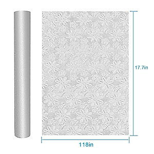 Hayder Shelf Liner, Durable Waterproof Refrigerator Liners Drawer Liner, Under Sink Mat, Washable Non Adhesive & Non Slip Liner Place Mat Roll, Flower Pattern (Clear 12"x 118")