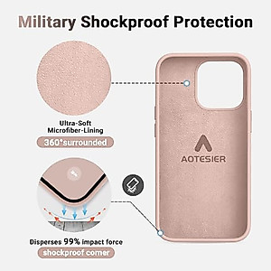 AOTESIER Magnetic for iPhone 13 Pro Max Phone Case, [Compatible with MagSafe][Military Shockproof Protection] Silicone Case with Soft Anti-Scratch Microfiber Lining, 6.7 inch, Sand Pink