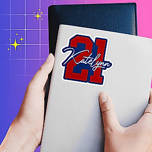 Custom Name Number Sticker Personalized Name for Hard Hat Stickers Softball Baseball Helmet Decal Vinyl KissCut Sticker Water-Resistant Gift Idea Laptop Decor Water Bottle Bumper Stickers Gifts Idea