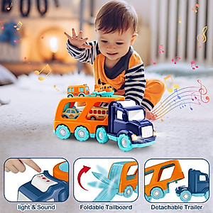 Kids Toys Cars Deluxe Playset : 1 Big and 8 Small Pull-Back Cars for Boys, Boy Toy Cars Playset with Sound and Light, Toys for 3 4 Year Old Boys, Christmas Birthday Gifts for Toddler Boys Girls