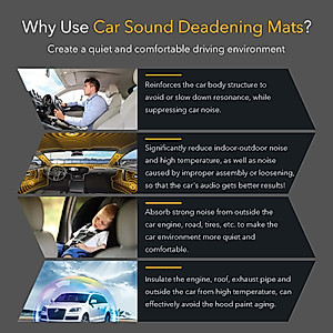 Car Sound Deadening Material Mat - 197 mil 8.7 sqft Auto Audio Deadener Foam, Sound Dampening and Heat Insulation for Truck, Vehicle