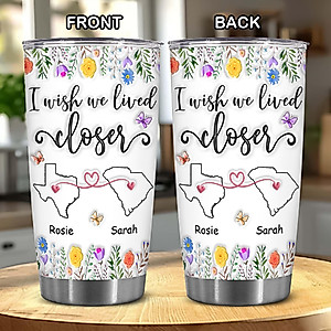 NAHOTICQ Personalized Bestie Mug - Friendship Gift For Bestie, Best Friends, Sisters - I Wish We Lived Closer Custom Name 3D Effect Tumbler - Long Distance Going Away Gifts For BFF, Friend, Women