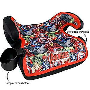 KidsEmbrace Marvel Avengers Group Backless Booster Car Seat with Seatbelt Positioning Clip, Red, Blue, Yellow, and Green