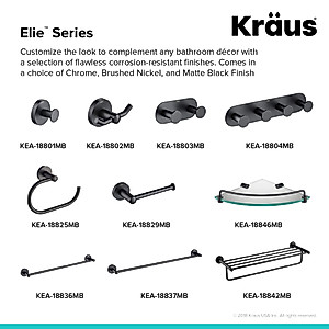 KRAUS Elie Bathroom -Towel Ring, Matte Black Finish, KEA-18825MB
