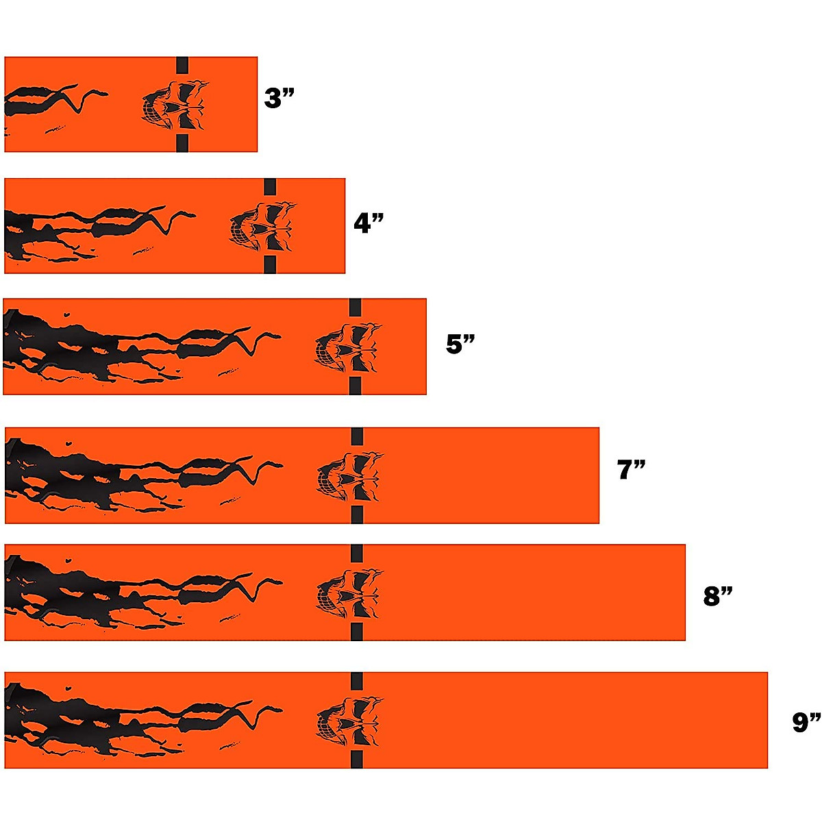 White Water Archery Orange Fluorescent Neon Blood Trail Skull Arrow Wraps 15pc Pack Choose Length Width (6.75)