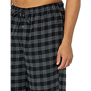 Amazon Essentials Men's Flannel Pajama Pant (Available in Big & Tall), Black Grey Buffalo Plaid, XX-Large