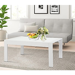 All-Weather Aluminum Outdoor Coffee Table, Modern Coffee Table for Outside, Rectangle Patio Coffee Table for Balcony Garden, Light Grey