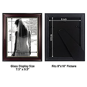 GraduationMall 8x10 Picture Frames, Real Glass, Display Photos for Wall or Tabletop, Mahogany with Gold Beads, 2-Pack