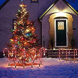 Christmas Candy Cane Lights,8Pcs Solar Christmas Candy Cane Light， Christmas Decoration， for Home Garden Passage Pathway Courtyard Lawn Decoration Light