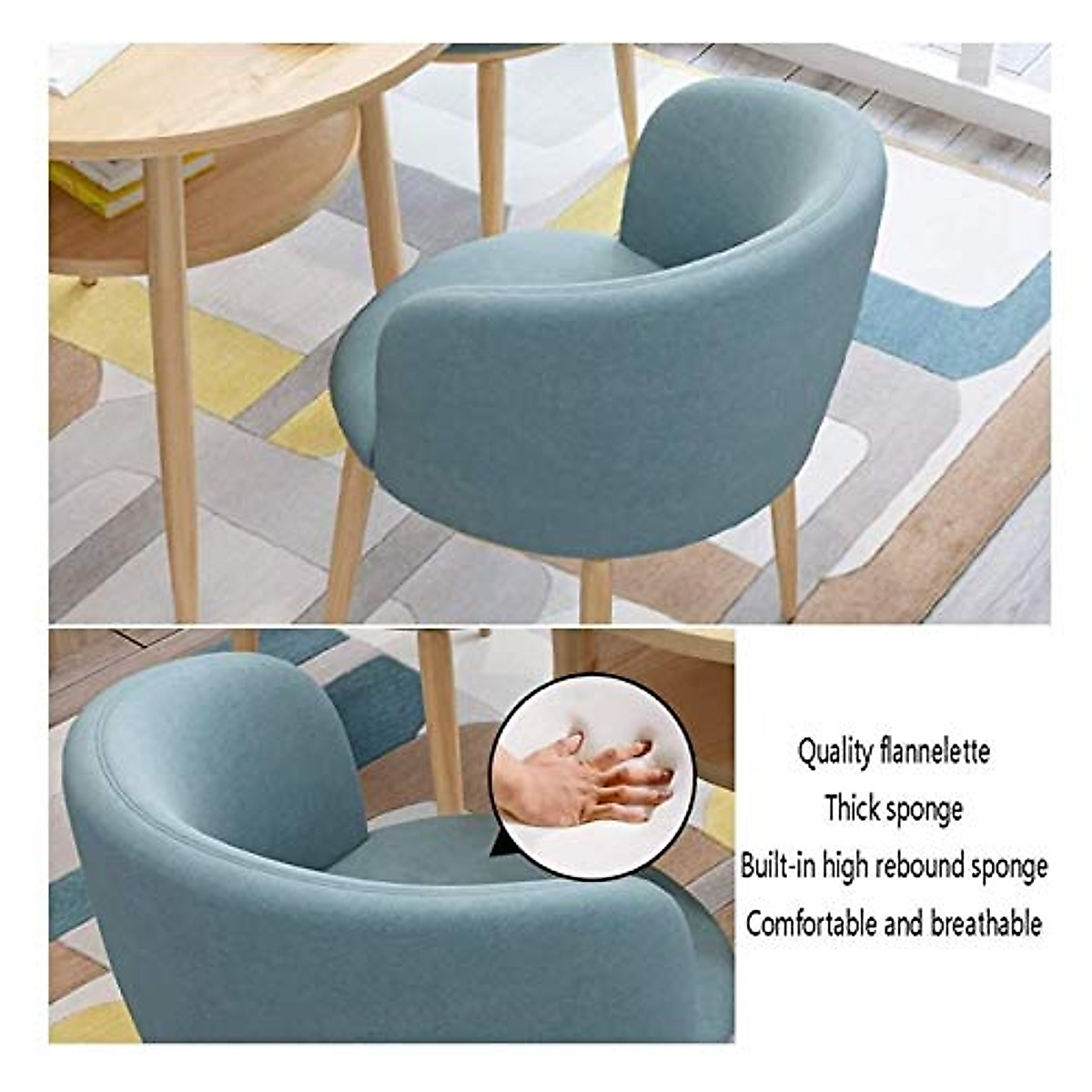 Leisure Table and Chair Set Office Conference Room Business Negotiation Reception 90cm Square Table Home Living Room (Color : Blue) (Color : Peacock Blue)