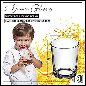 Vikko 5 Ounce Small Juice Glasses, Heavy Base Glassware, Mini Cups for Drinking Orange Juice, Water, Kids Glass Drinking Glasses for Tasting, 5 oz Juice Glass, Set of 6 Clear Glass Tumblers