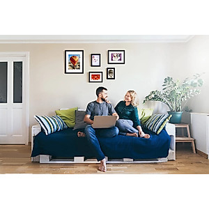 RR ROUND RICH DESIGN 11x14 inch Picture Frames Made of Solid Wood and HD Glass Display Photos 8x10 with Mat or 11x14 Without Mat 2PK Black