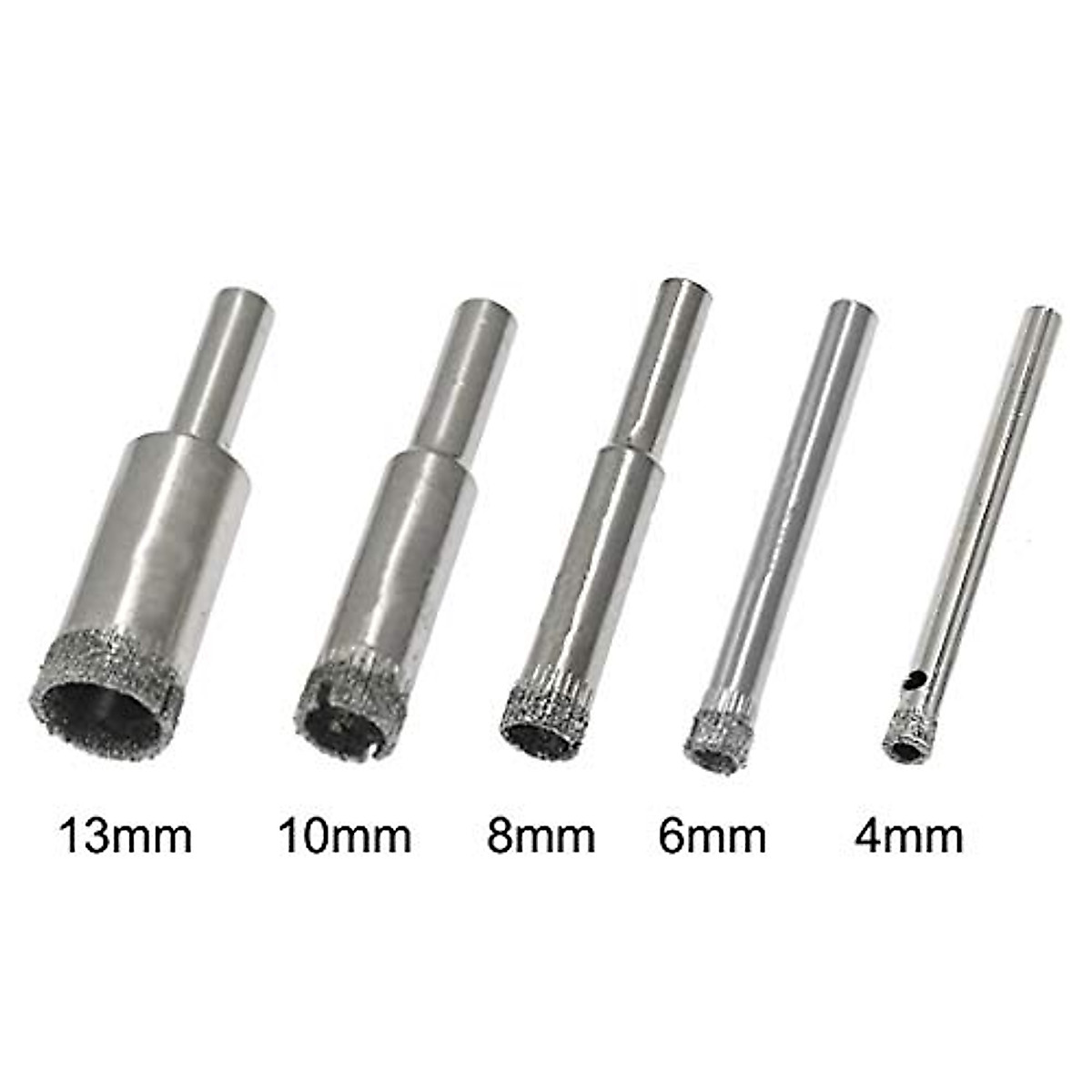 Diamond Drill Bits, PHITUODA 5pcs Diamond Hole Saw Glass Hole Saw Tile Hole Saw Hollow Core Drill Bit for Glass, Marble, Ceramic, Granite, 5/32" to 1/2", 4-13mm