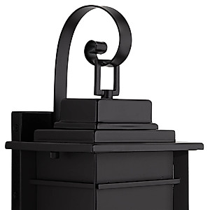 Franklin Iron Works Bransford Rustic Farmhouse Outdoor Wall Light Fixture Black 2-Light 17" Clear Glass Shade for Exterior Barn Deck House Porch Yard Patio Outside Garage Front Door Garden Home