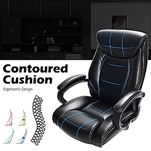 OUTFINE Heavy Duty Office Chair 400lbs Executive Office Chair Leather Desk Chair Computer Chair with Ergonomic Support Tilting Function Upholstered in Leather Blcak