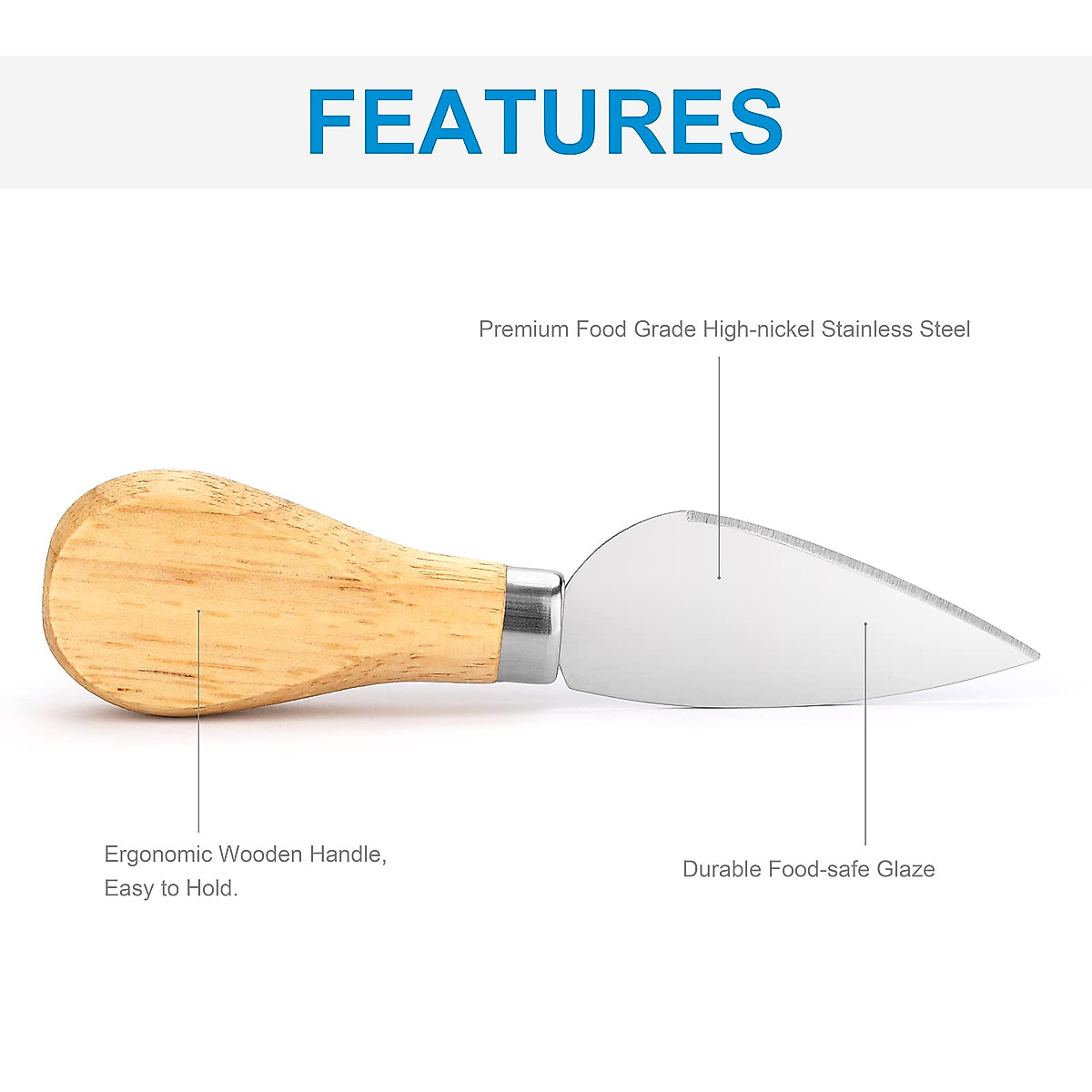 Bovulo 8-Piece Set of Premium Cheese Knives - Stainless Steel Mini Cheese Knife Set for Charcuterie Board, Exquisite Cheese Knife, Cheese Cutter, Cheese Fork with Wooden Handle for Cheese Lovers