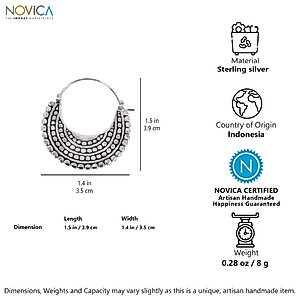 NOVICA Artisan Handcrafted Sterling Silver Hoop Earrings | Charm Hoop Earrings Silver | Hypoallergenic Hoop Earrings | Lightweight Hoop Earrings Women | Bohemian Hoop Earrings | Vintage Hoop Earrings