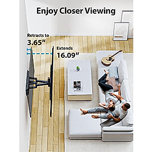 Pipishell Full Motion TV Wall Mount Bracket for 37-75 Inch LCD, QLED,OLED 4K Flat Curved TVs, Dual Arms Tilt Extension Swivel Articulating TV Mount, Max VESA 600x400mm up to 110lbs, Fits 16” Studs