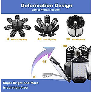 HFengQ 2-Pack LED Garage Lights, 200W Garage Light with 7+1 Multi-Position Panels,20000LM 6500K Deformable LED Ceiling Shop Lights for Garage, Workshop, Basement,Warehouse