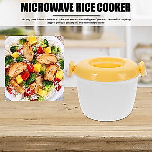 Microwave Rice Cooker Vegetable Steamer Set Portable Travel Removable Non- Stick Pot Kitchen Cookware for Cooking Soup Rice Stews Oatmeal 20X20X15.5CM