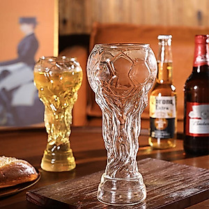 xiadanle World Cup Beer Mug Creative 450ml Beer Cup 15.2oz Borosilicate Glass Goblet Suitable for Football Party Bar Restaurant
