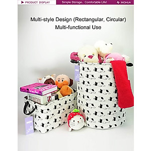 INGHUA Rectangular Storage Basket Fabric Organizer Bin for Toys,Books,Clothes,Gifts,Pets-Perfect for Home,Office,Nursery,Dorm,Shelf(Rec Bulldog)