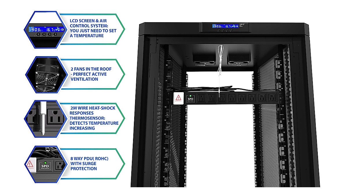 Sysracks 12U 35 inch Depth Soundproof Server Rack Cabinet Quiet Server ...