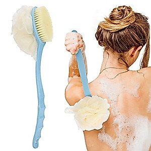 INGVY Dry Brushing Body Brush Bathroom Brush Long Handle Back Body Brush Bath Shower Scrubber Exfoliating Scrub Skin Massages Bathroom Products (Color : Blue)
