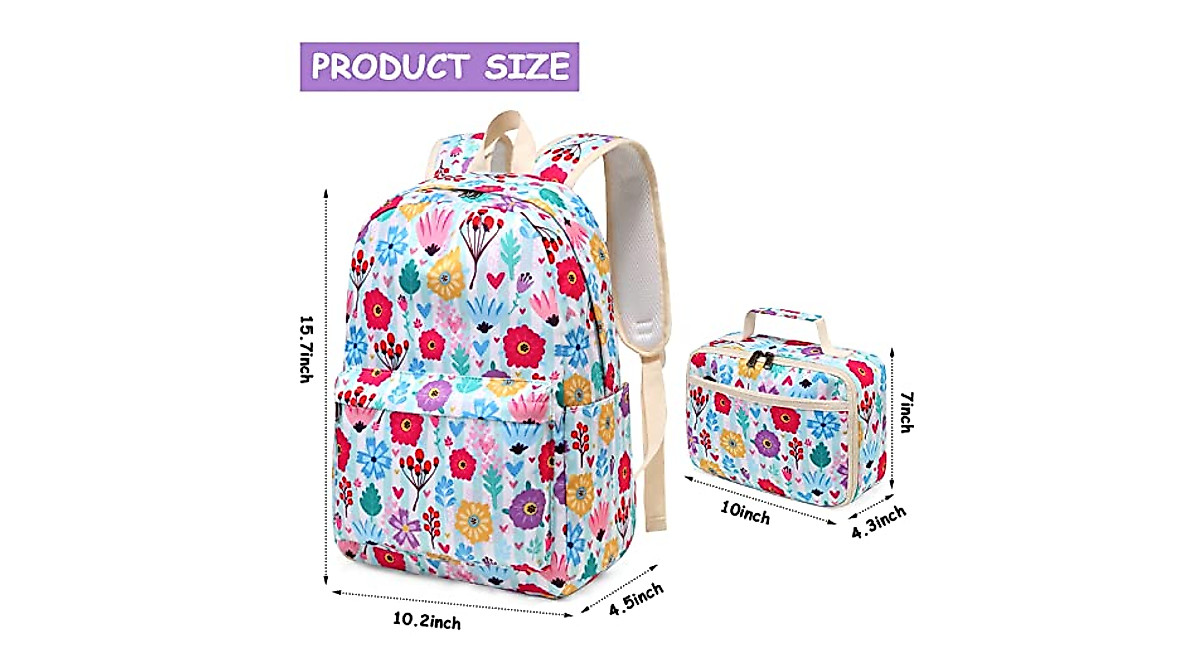 Bluboon Girls Backpack & Lunch Box Set for Kids