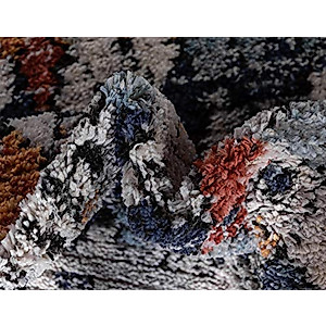 Rugs.com Morocco Collection Rug – 8' x 10' Navy Blue High-Pile Rug Perfect for Living Rooms, Large Dining Rooms, Open Floorplans