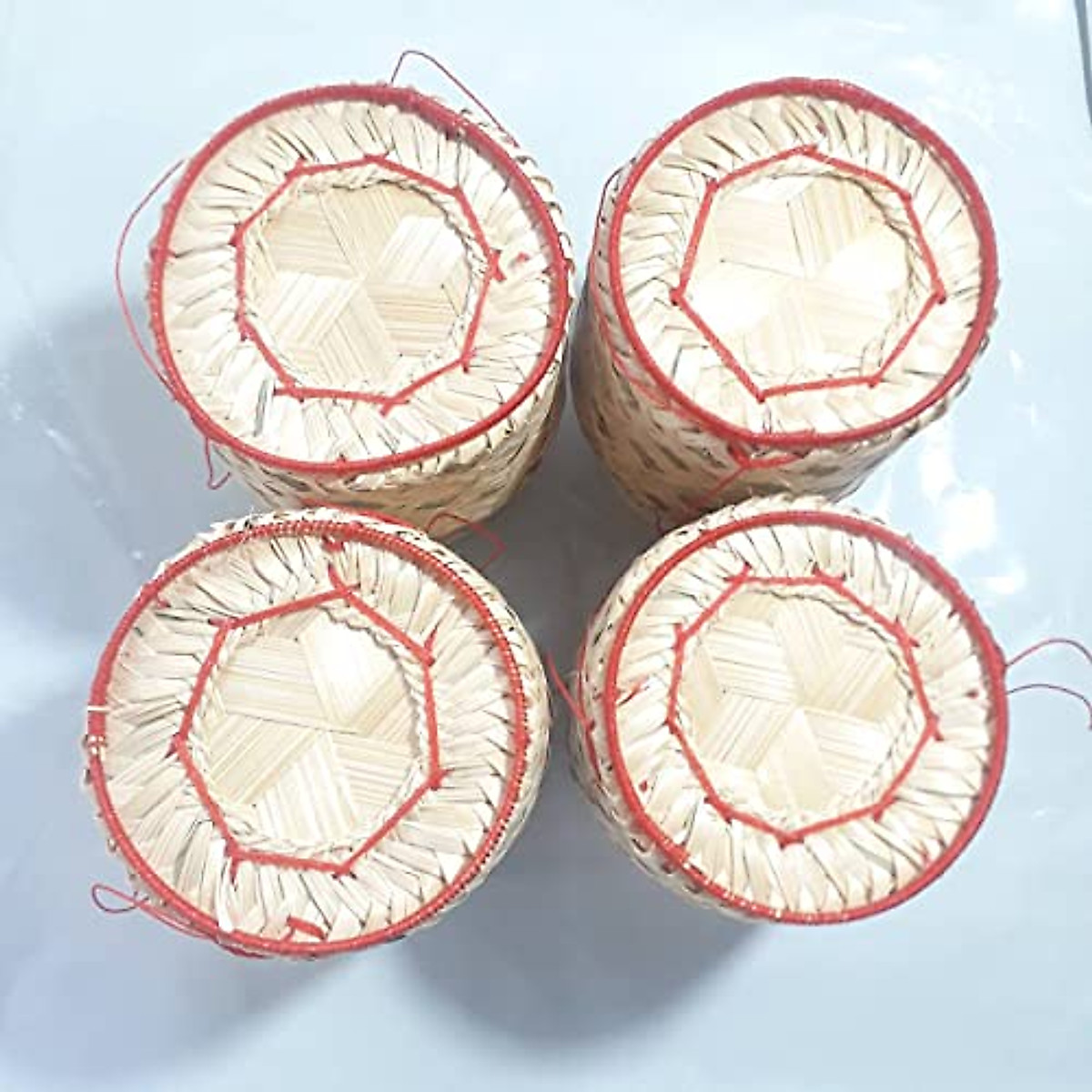 Sticky Rice Basket -Kratip Size 3 Inches (Pack of 4) Thailand Handmade Bamboo Rice Container